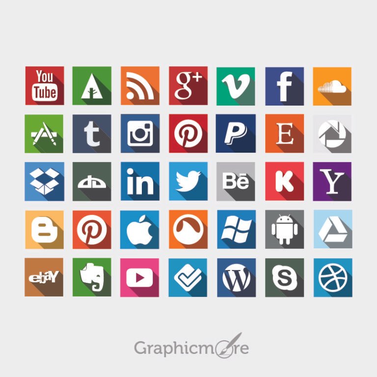 35 Social Media Icons Set Design Free Vector File