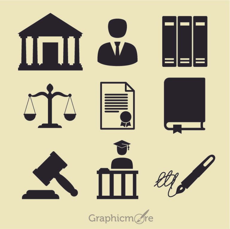 Law Icons Set Free Vector File Download by GraphicMore