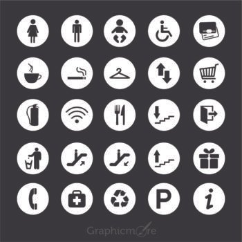 Service Sign Round Icons Design Collection Free Vector Download