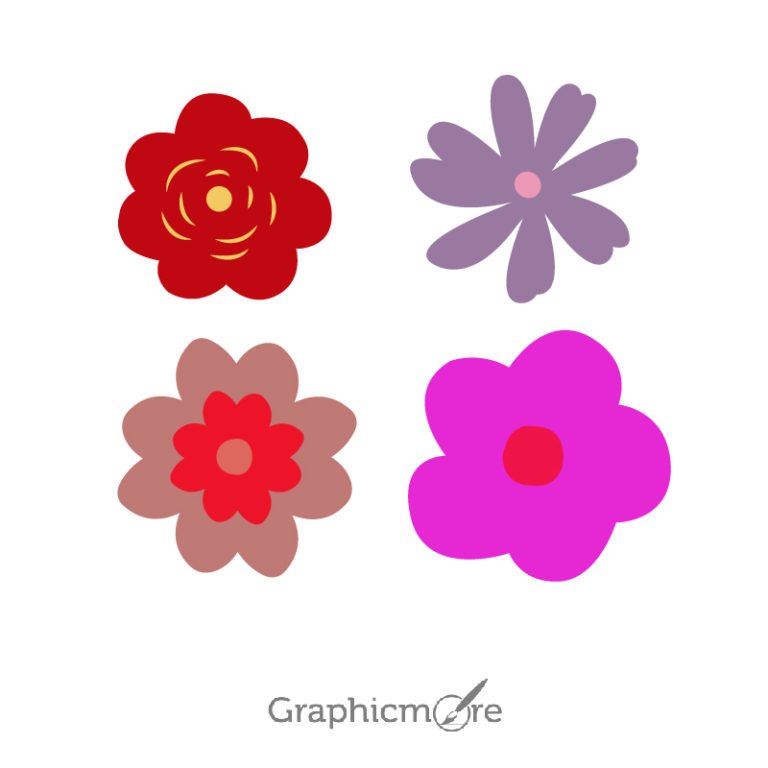 Beautiful Fower Set Free Vector File by GraphicMore
