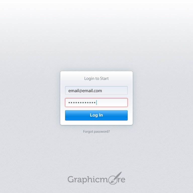 Wrong Password Login Form Free PSD File Download