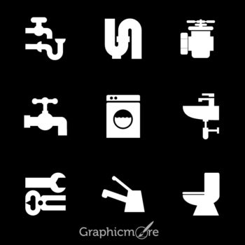 Plumbing Icon Set Design Free Vector Download by GraphicMore