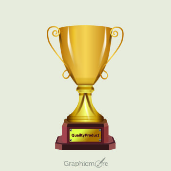 3D Realistic Gold Trophy Design Free Vector File Download