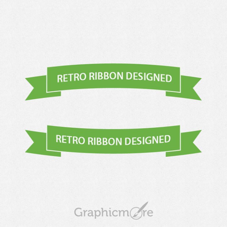 Flat Retro Green Ribbons Design Free PSD File Download