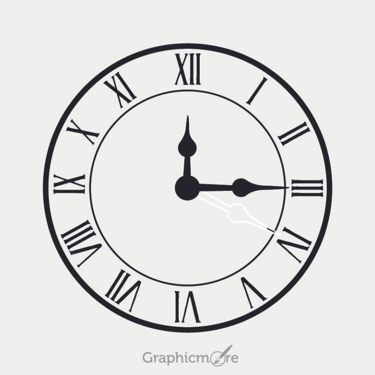 Vintage Clock Design Free Vector File Download by GraphicMore