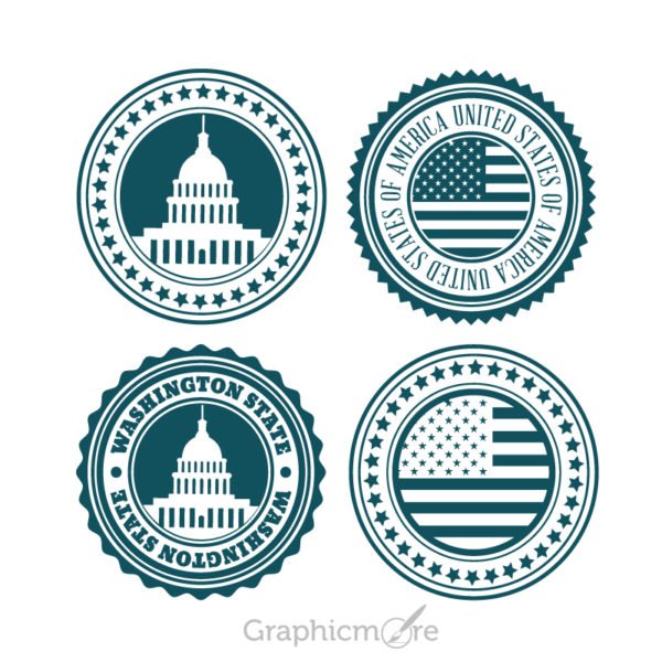 USA Badge Logo Set Design Free Vector File Download