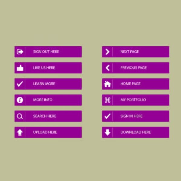 Flat Web Page Button Set Design Free Vector Download