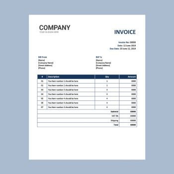 Financial Invoice Template Design in Word Format