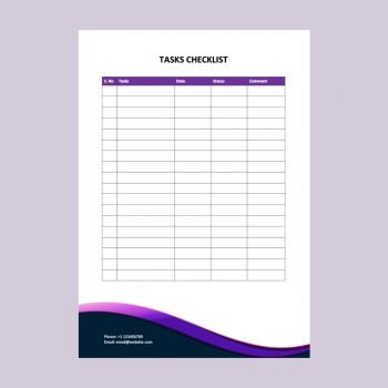 Purple Color Checklist Word Template Design Free Download