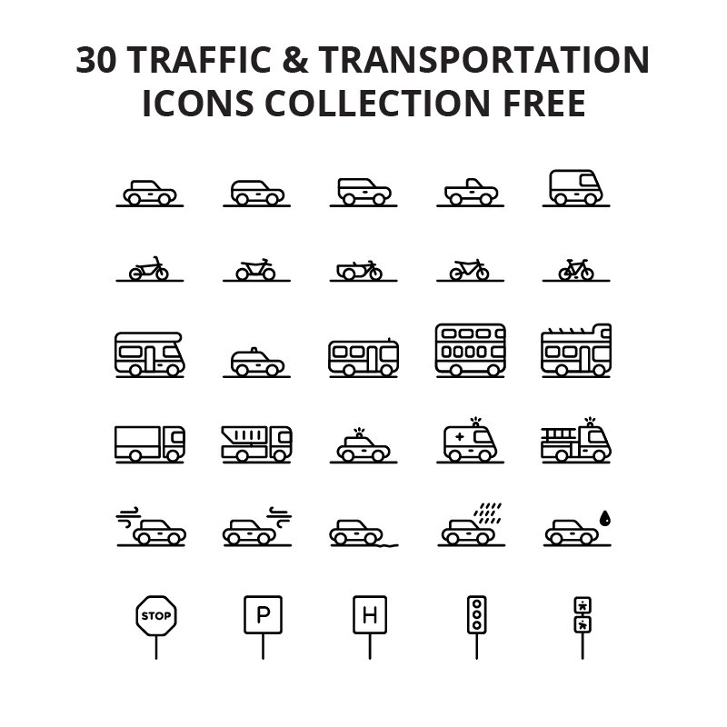 30 Traffic & Transportation Icons Collection Free Download