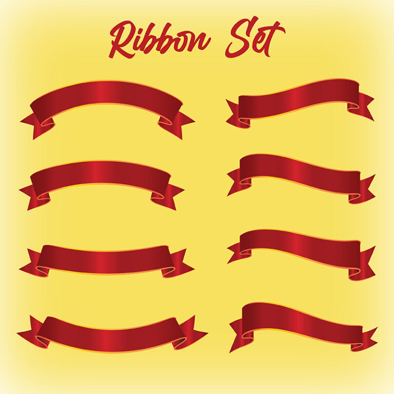 Red Clean Ribbon sets free download in the vector formats